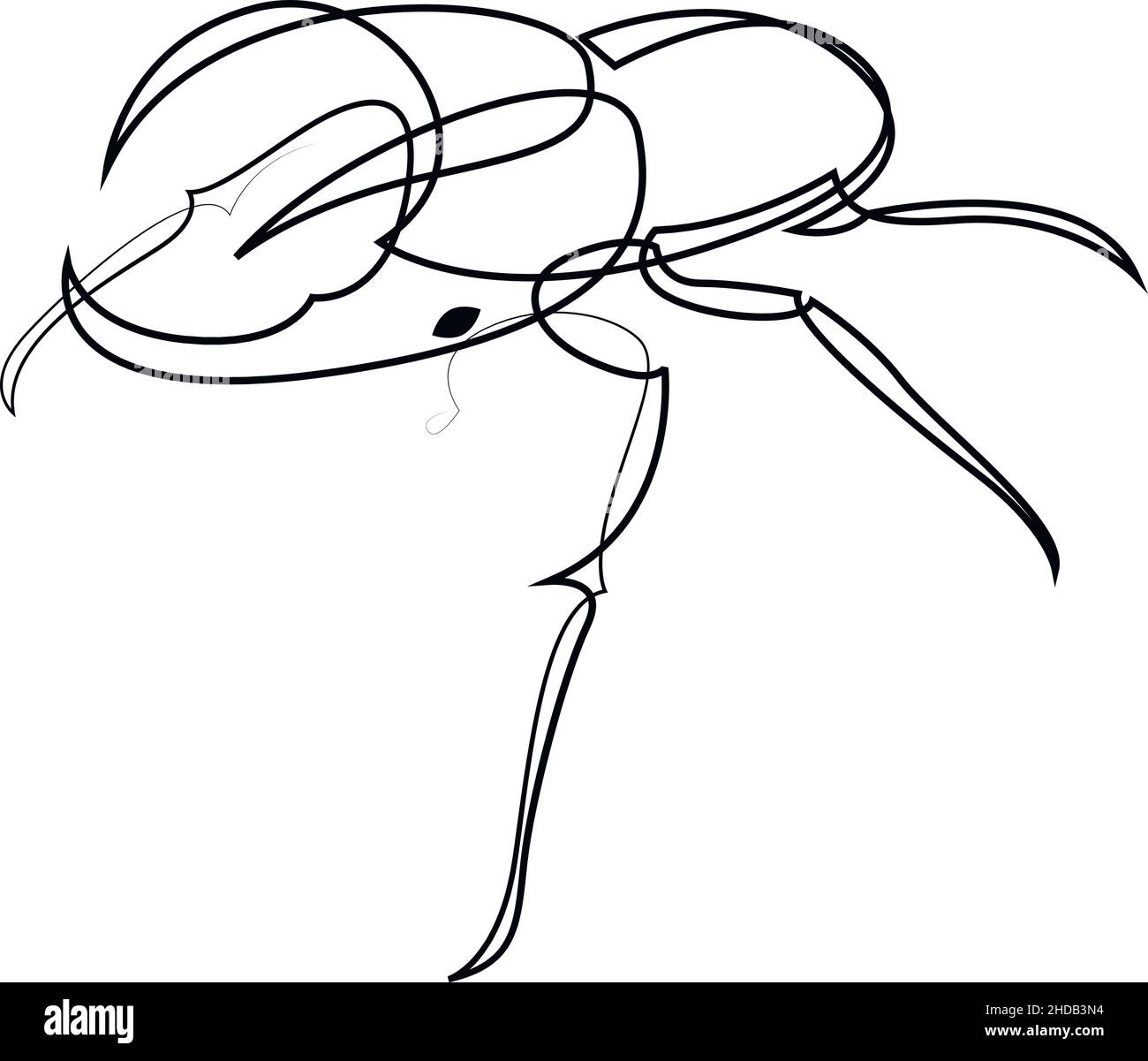 One line rhino beetle design silhouette. Hand drawn minimalism style ...