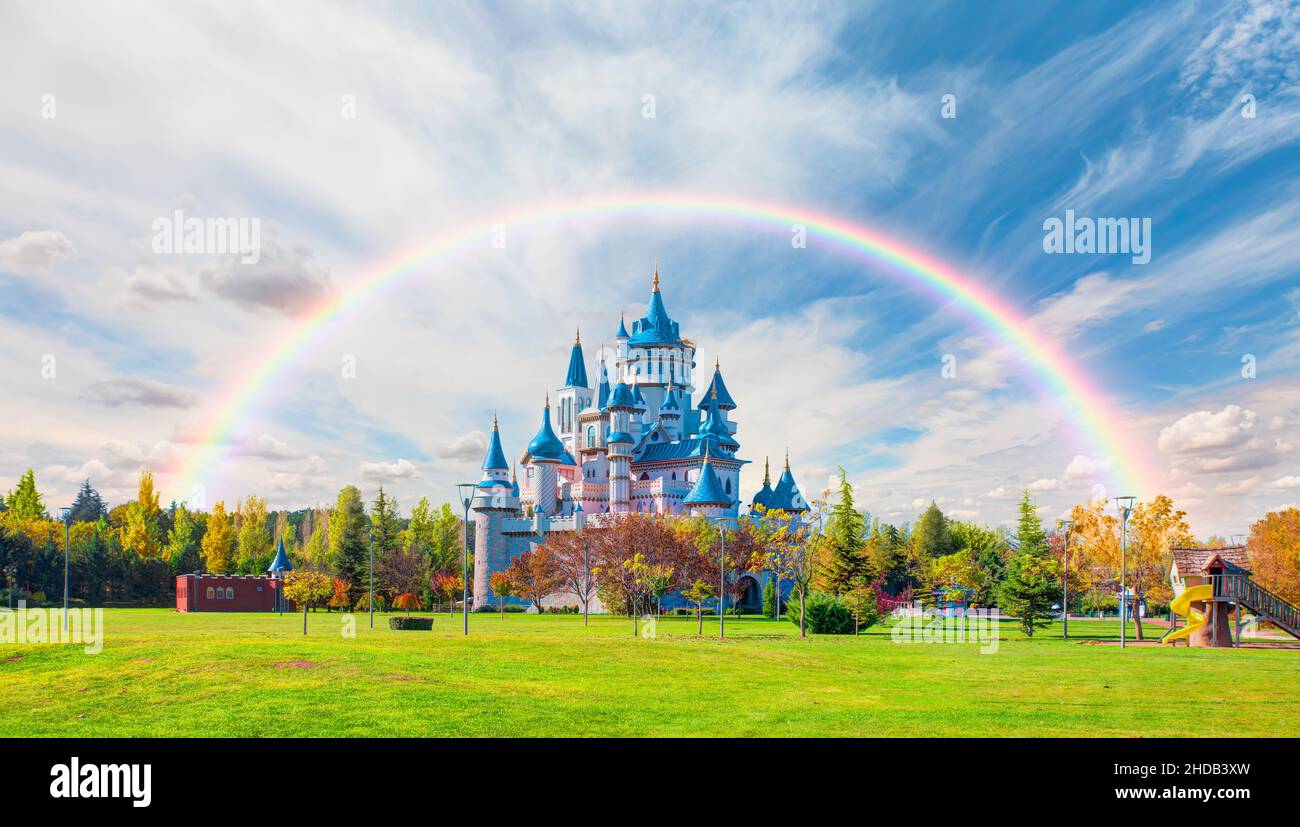 Sazova Park with amazing rainbow - Eskisehir, Turkey Stock Photo - Alamy