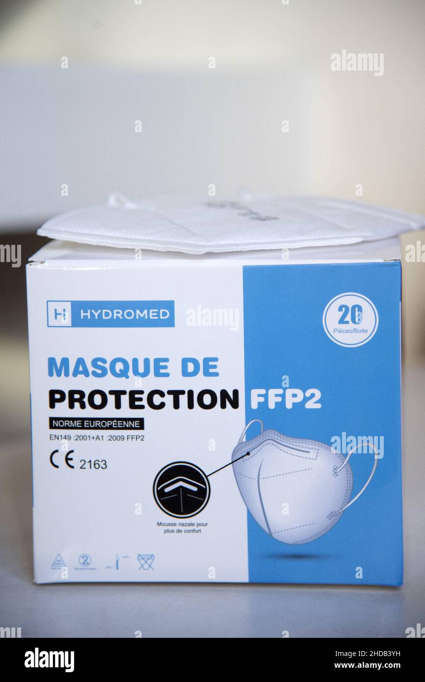 Illustrations of the FFP2 sanitary masks, shot in Paris, France on ...
