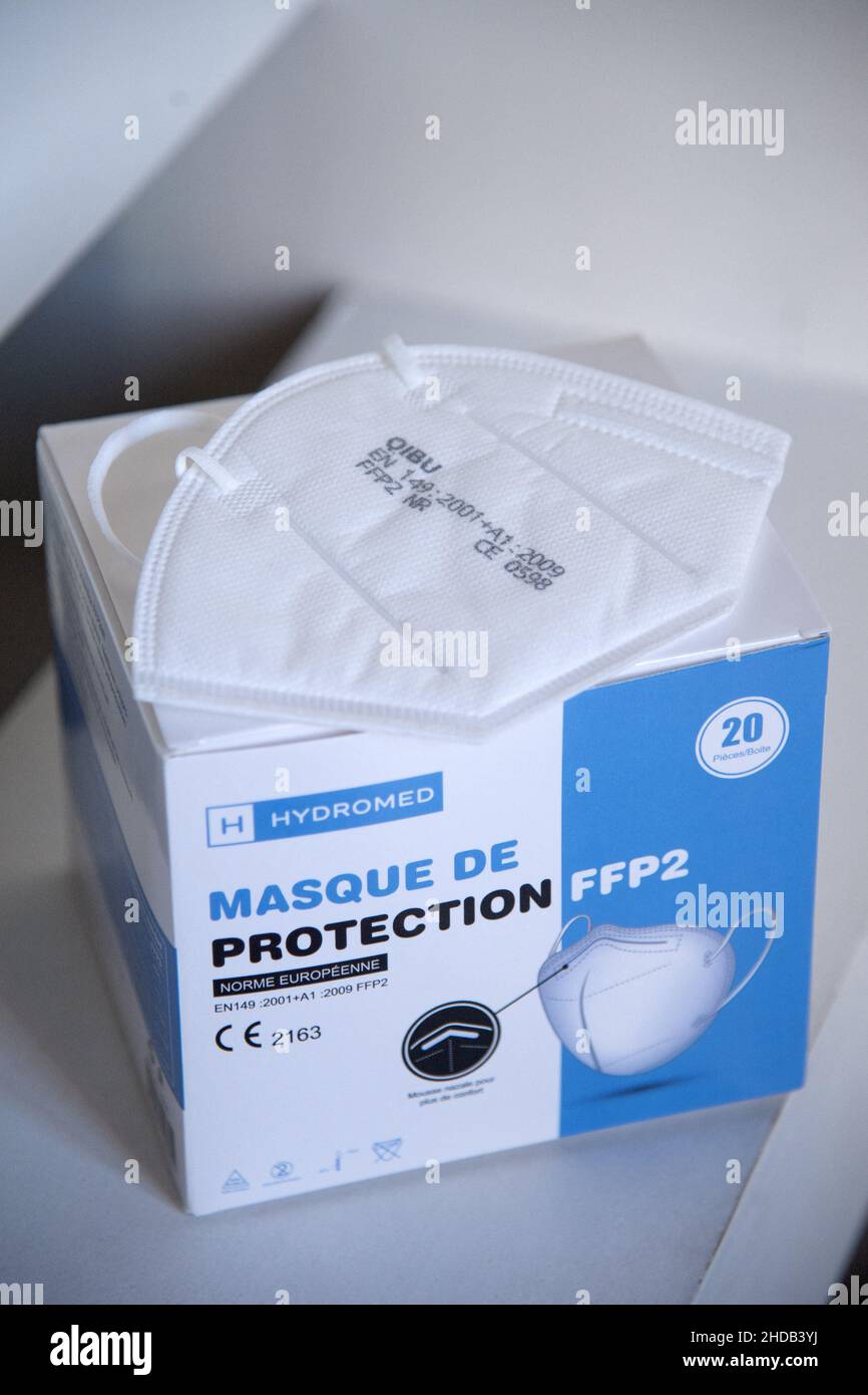Illustrations of the FFP2 sanitary masks, shot in Paris, France on ...