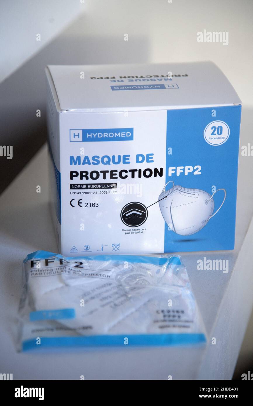 Illustrations of the FFP2 sanitary masks, shot in Paris, France on ...