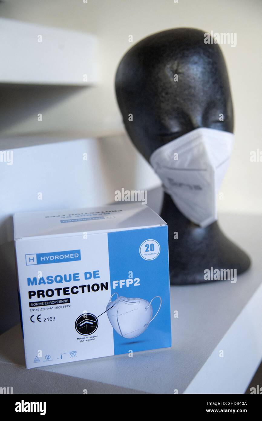 Illustrations of the FFP2 sanitary masks, shot in Paris, France on ...
