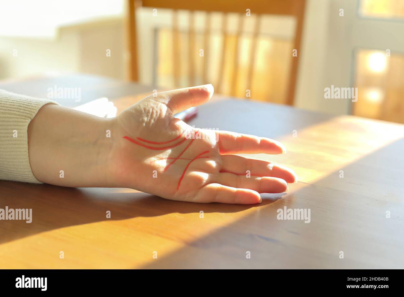 Palm reading palmistry lines hi-res stock photography and images - Alamy