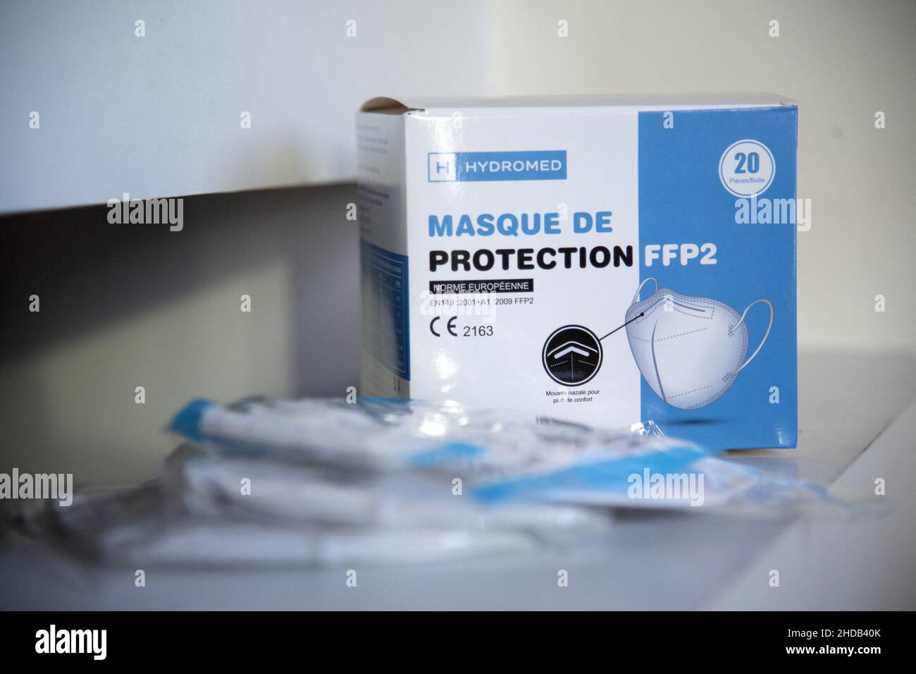 Illustrations of the FFP2 sanitary masks, shot in Paris, France on ...