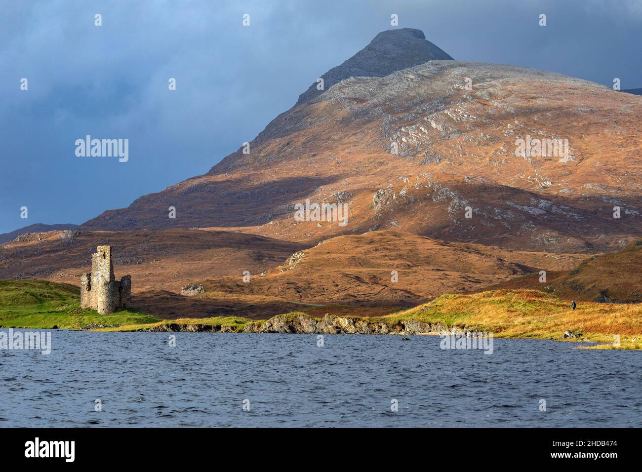 Ben Quineg and Ardvreck Castle - a ruined castle dating from the 16th ...