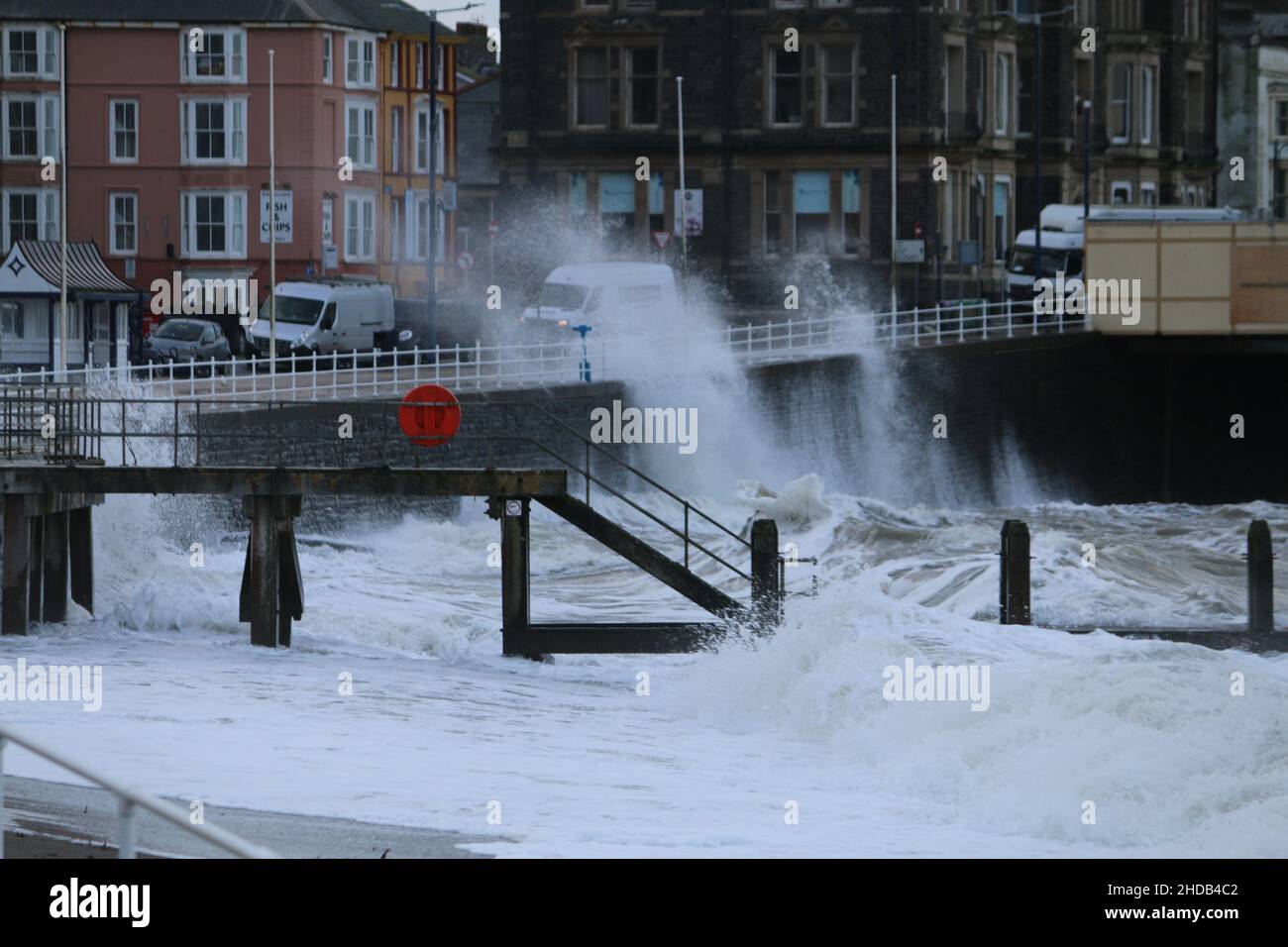 Aberystwyth Wales UK weather 5th January 2022 . A stormy day on the ...