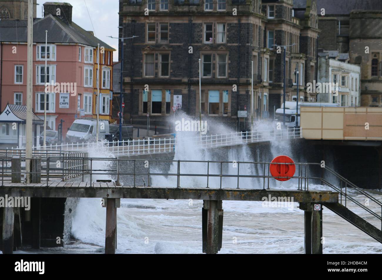 Aberystwyth Wales UK weather 5th January 2022 . A stormy day on the ...