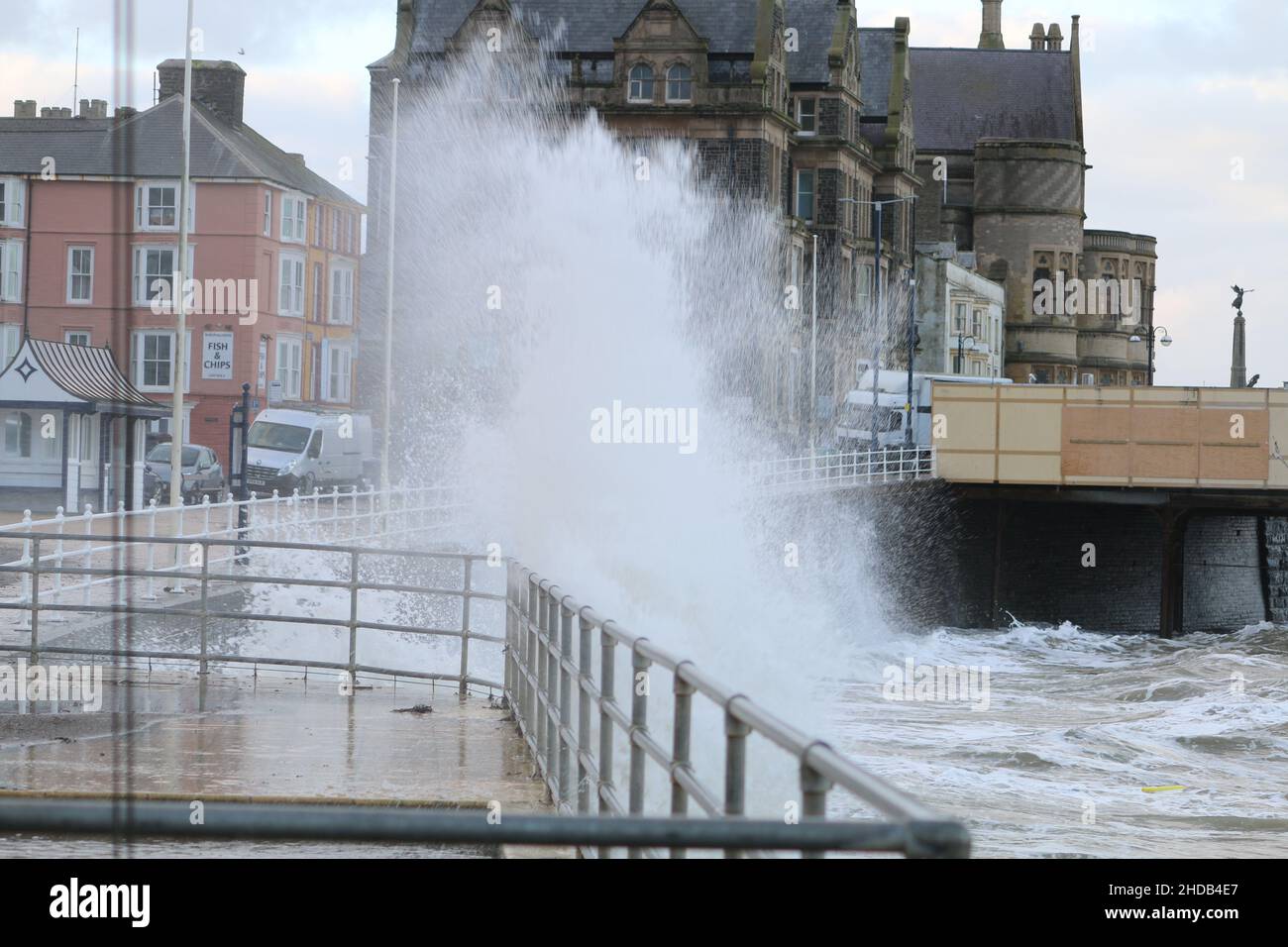Aberystwyth Wales UK weather 5th January 2022 . A stormy day on the ...
