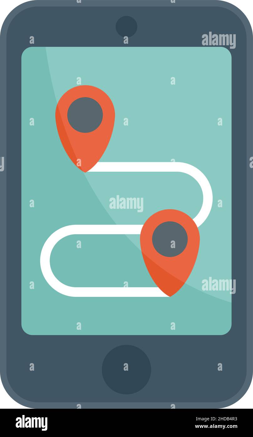 Running phone route icon. Flat illustration of Running phone route ...