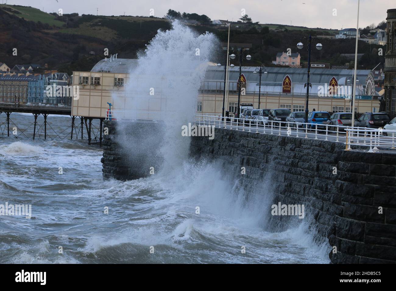Aberystwyth Wales UK weather 5th January 2022 . A stormy day on the ...