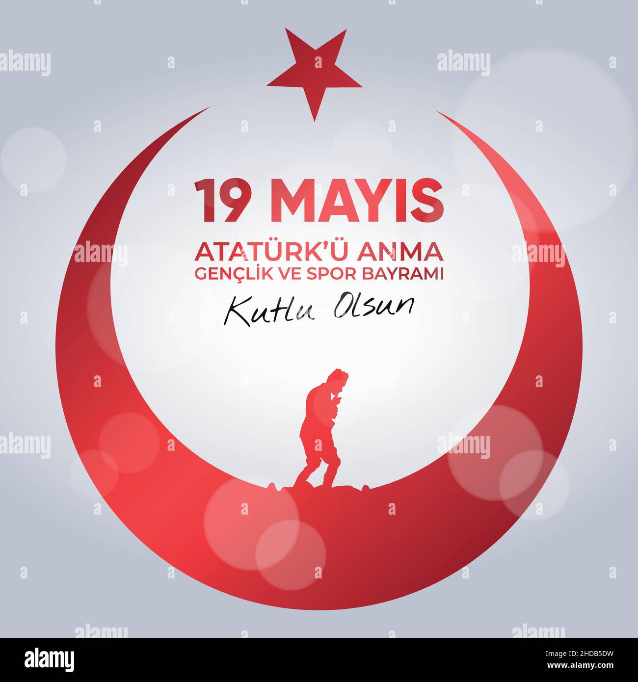 19 Mayis Ataturk'u Anma, Genclik ve Spor Bayrami. Translation: May 19 ...