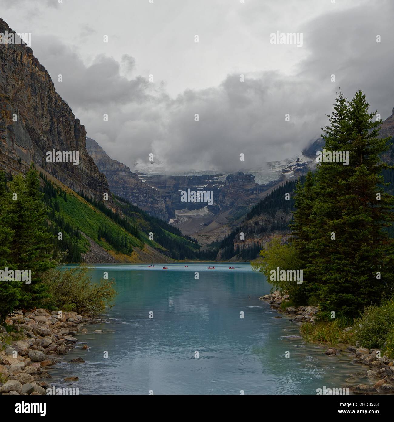 Cloudy lake louise banff hi-res stock photography and images - Alamy