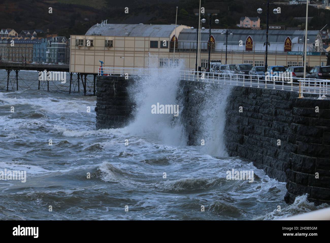 Aberystwyth Wales UK weather 5th January 2022 . A stormy day on the ...