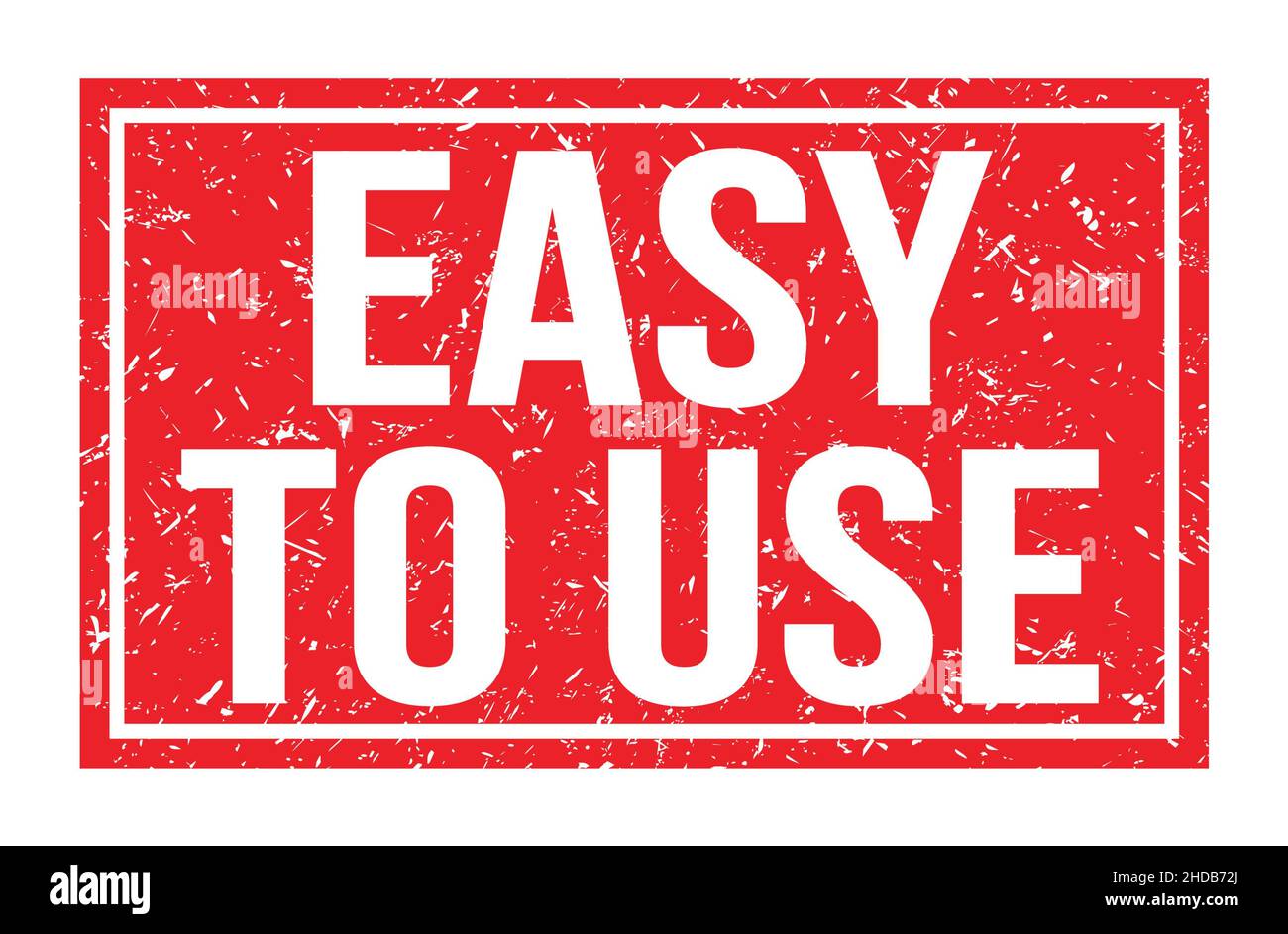 EASY TO USE, words written on red rectangle stamp sign Stock Photo - Alamy