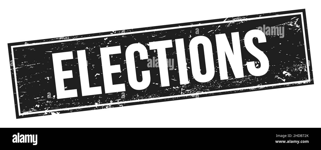 ELECTIONS text on black grungy rectangle stamp sign Stock Photo - Alamy