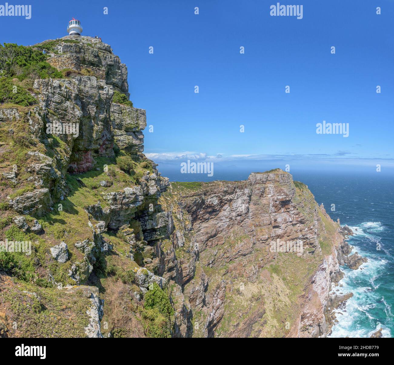 The old lighthouse, top, left and the new lighthouse to the right, down ...