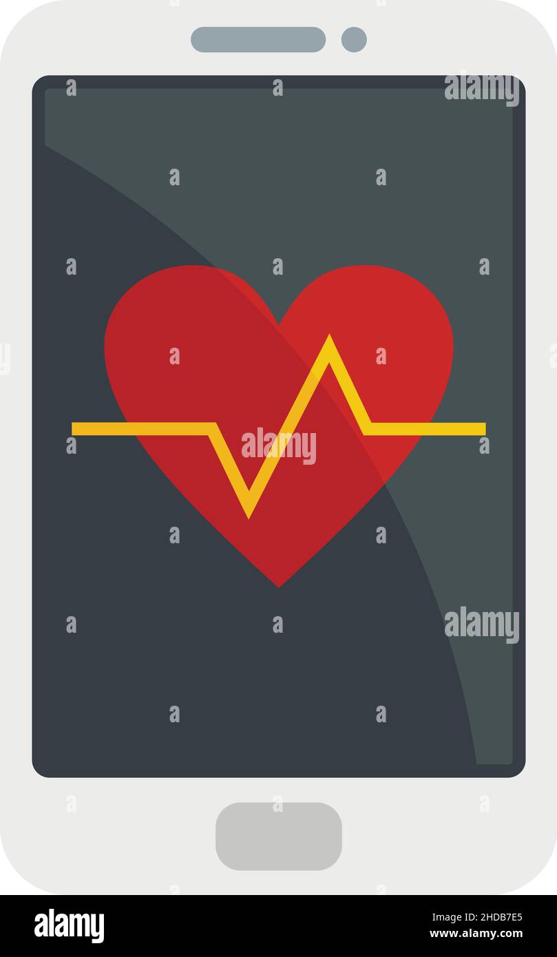 Heart rate smartphone icon. Flat illustration of Heart rate smartphone ...