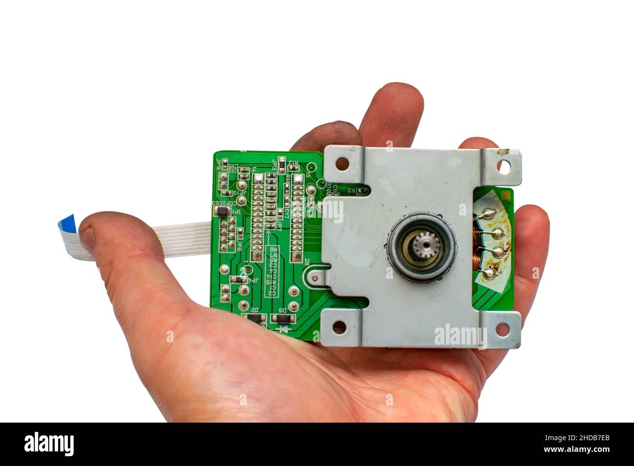 stepper motor with an electrical scheme of an engine driver Stock Photo ...