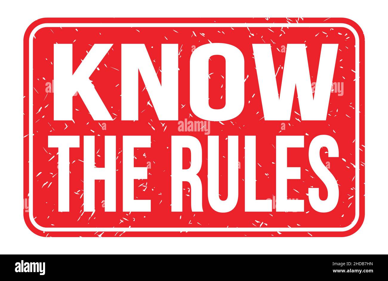 KNOW THE RULES, words written on red rectangle stamp sign Stock Photo ...
