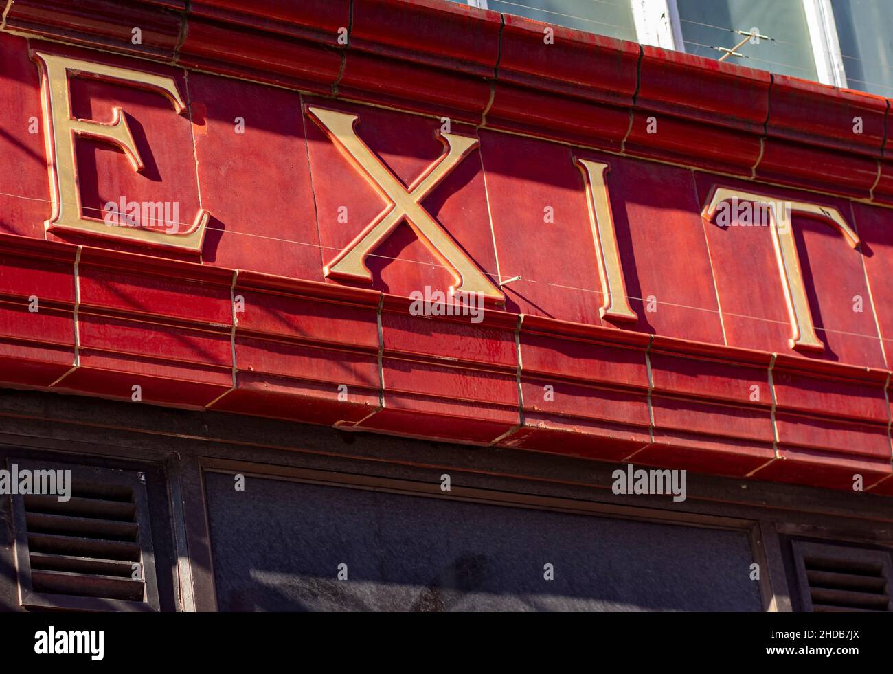 Exit letters on wall of Gloucester Road Underground station designed by ...
