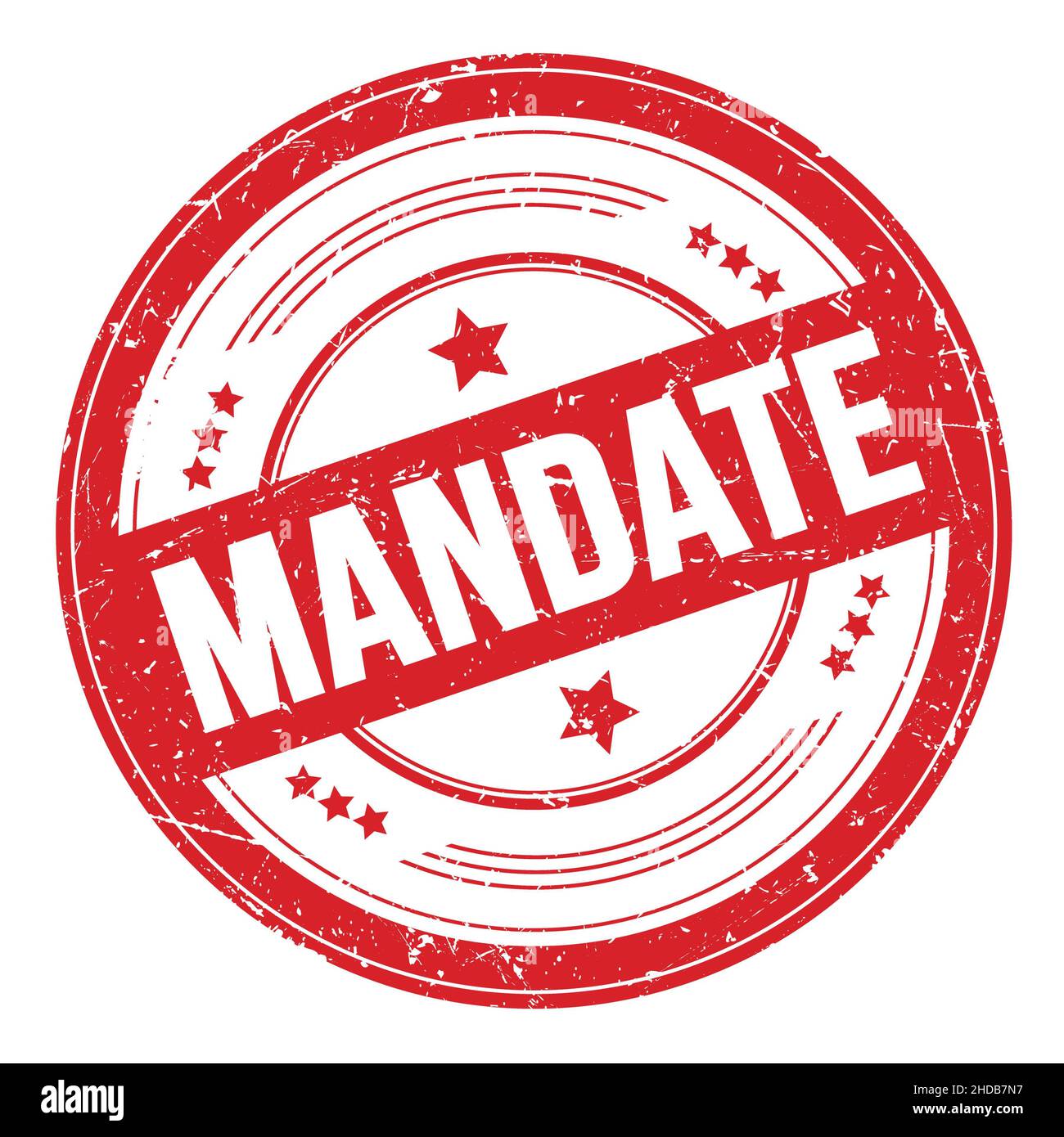 MANDATE text on red round grungy texture stamp Stock Photo - Alamy
