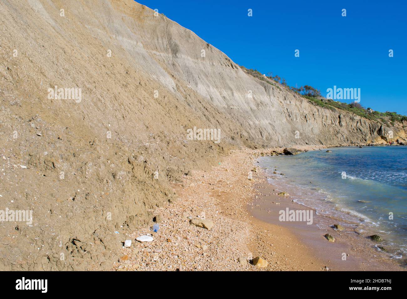 Steep blue clay slopes, with flaking debris forming scree on limestone ...