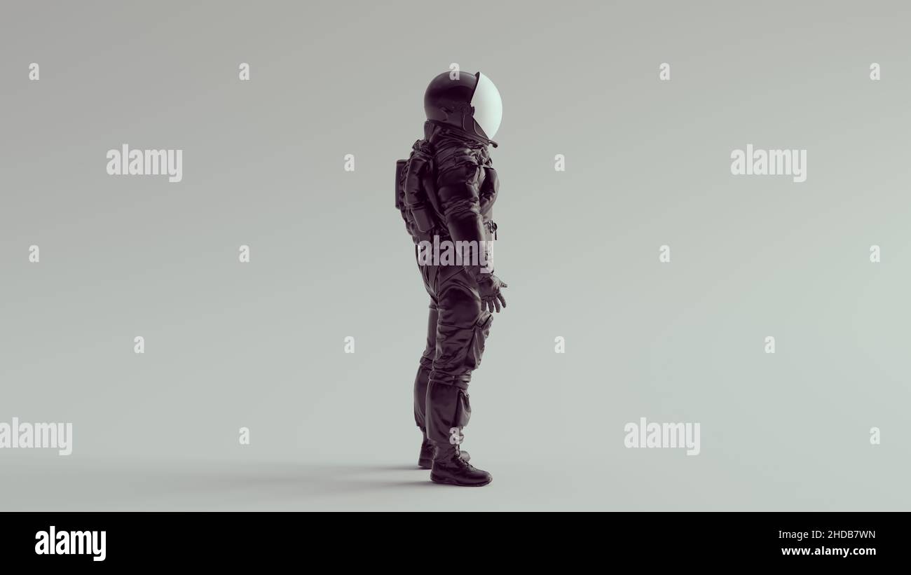 Black Astronaut Cosmonaut with White Helmet Visor Side View Spaceman ...