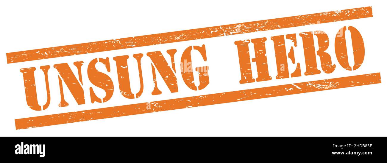 UNSUNG HERO text on orange grungy rectangle vintage stamp Stock Photo ...
