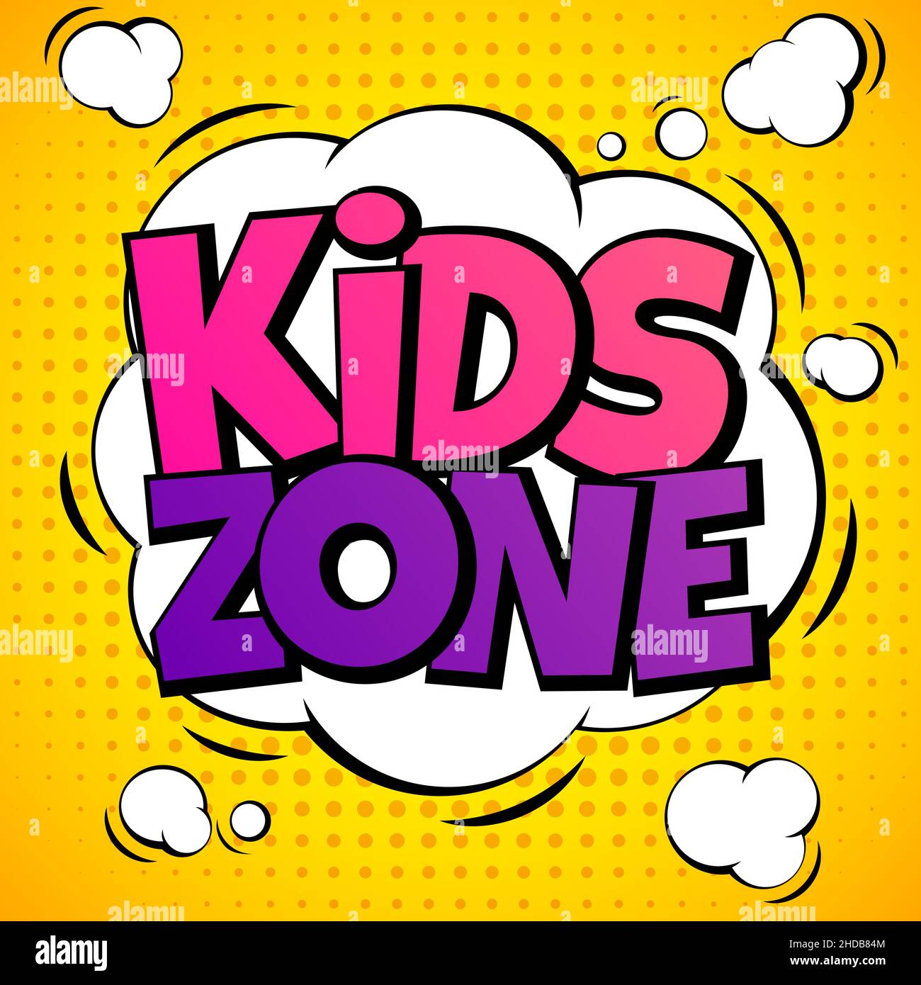 Kids zone. Funny cartoon banner for children playing area Stock Vector ...