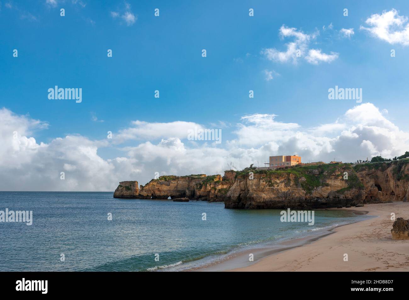Rocky coast on the beach "Praia de Batata", Lagos, Algarve, Portugal ...
