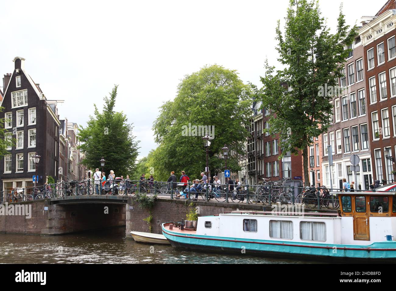 Pedestrian walkway and road above a Canal underpass on the Canals of ...