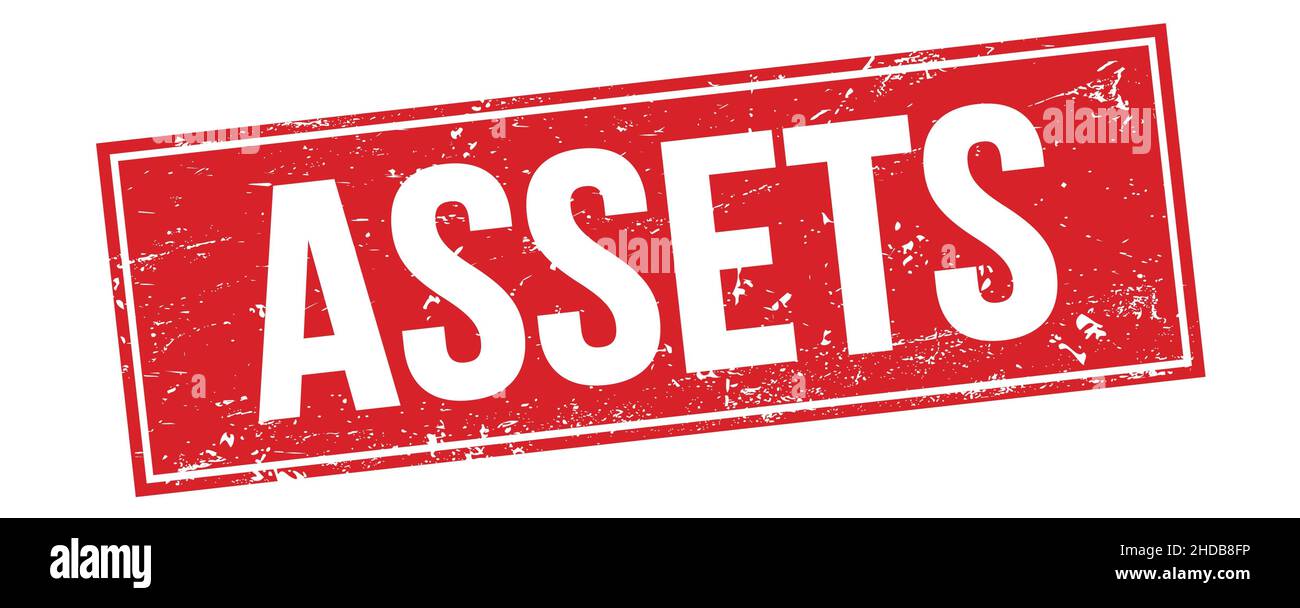 ASSETS text on red grungy rectangle stamp sign Stock Photo - Alamy