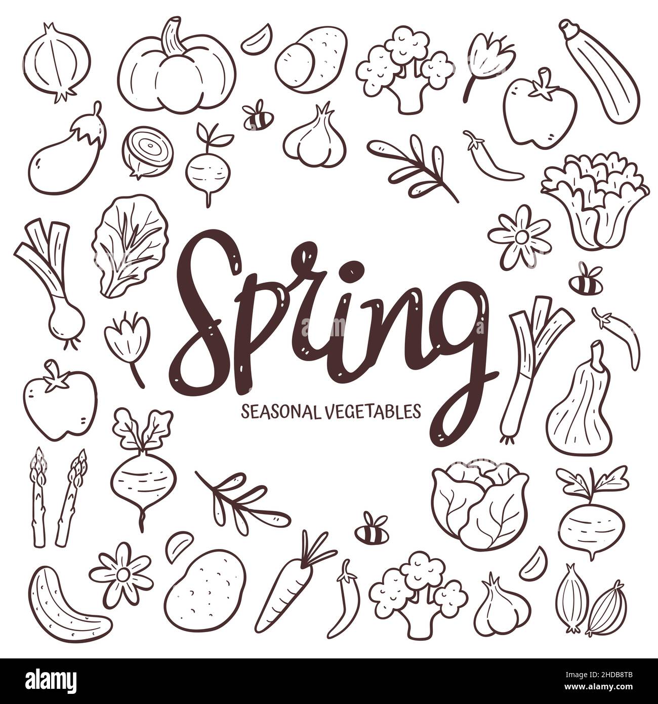Spring vegetables seasonal vegetables Stock Vector Images - Alamy