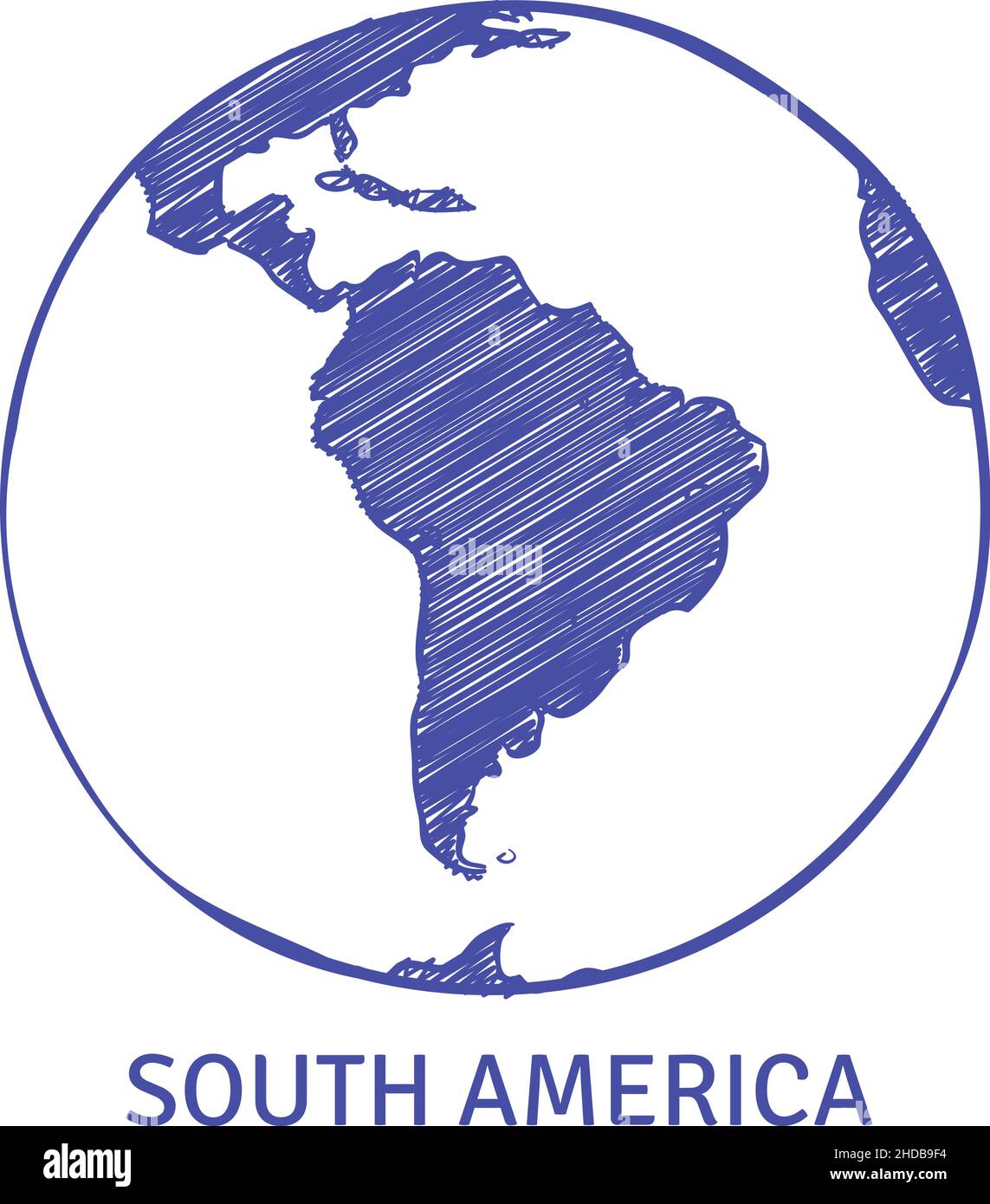 South america on globe. Blue ink pen sketch Stock Vector Image & Art ...
