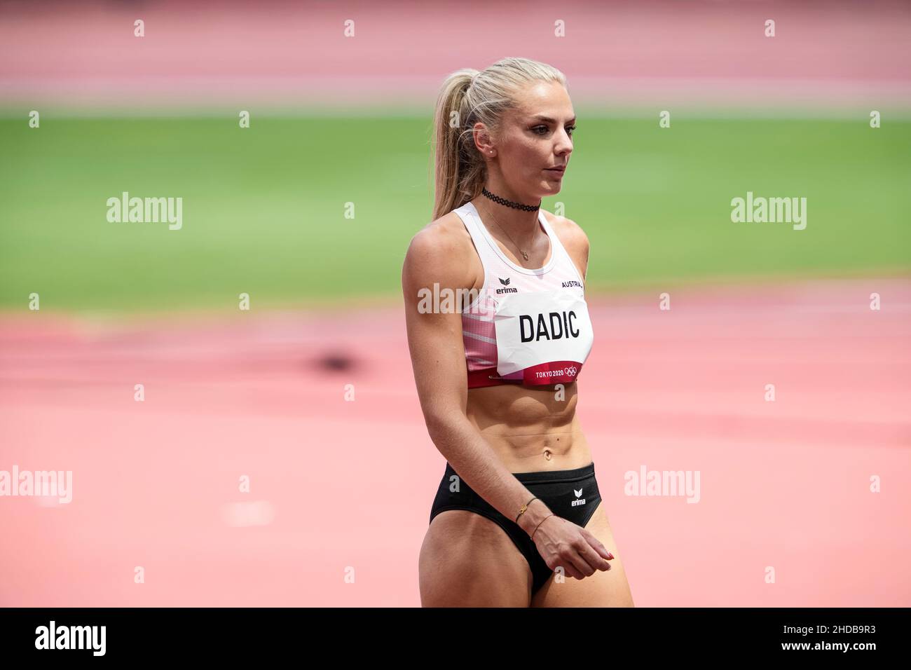 Ivona Dadic participating in the High Jump of the heptathlon at the ...