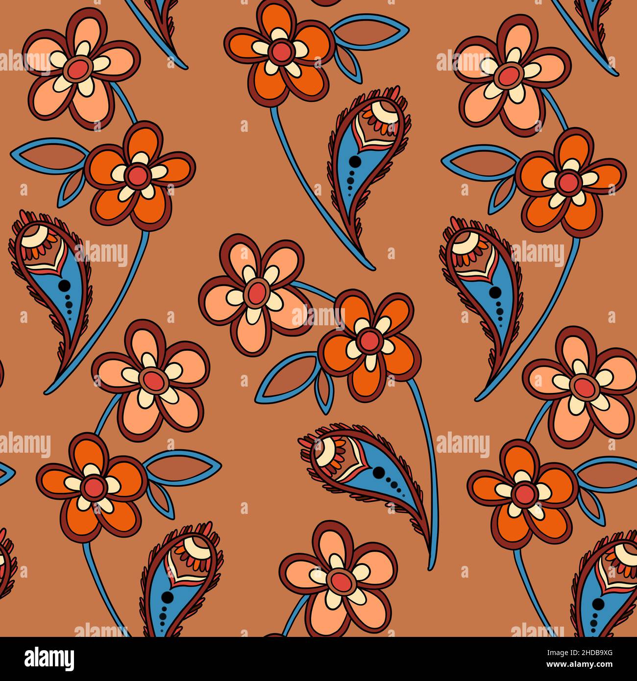 Orange paisley pattern hi-res stock photography and images - Alamy