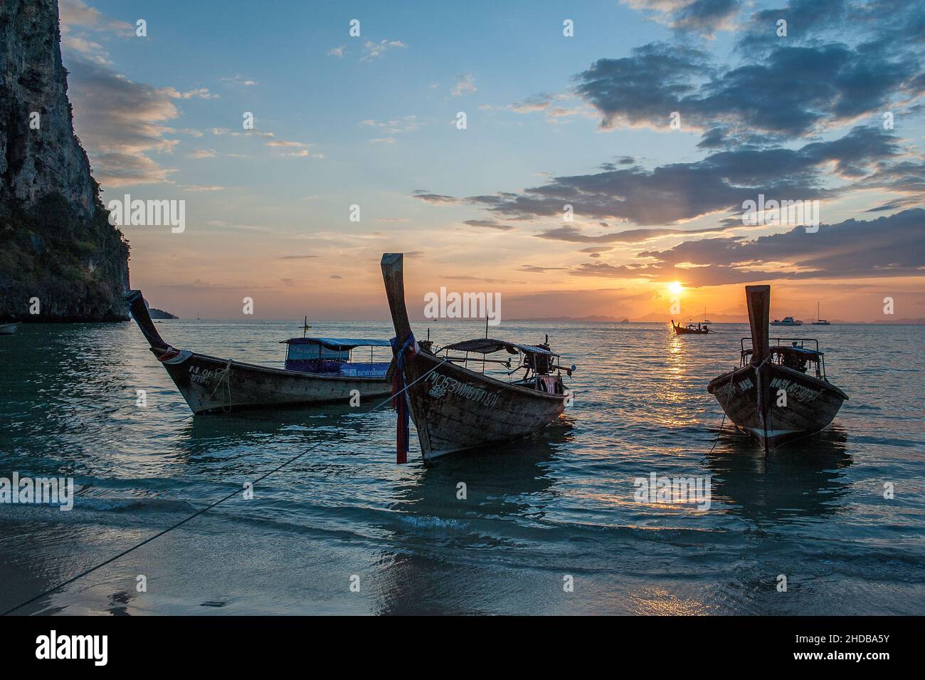 Sunset at Railay Beach West is one of the most famous beaches in ...