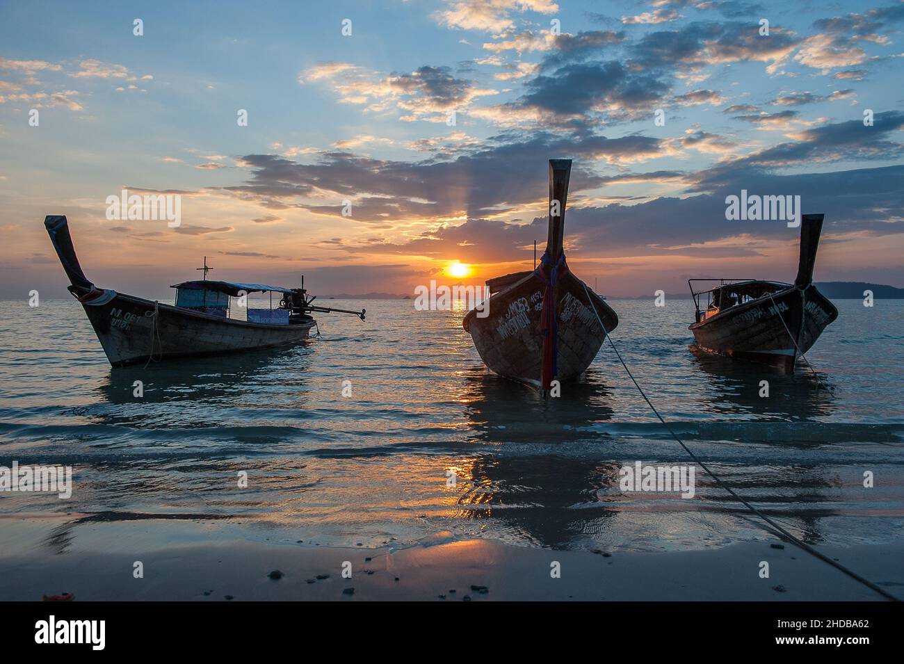 Sunset at Railay Beach West is one of the most famous beaches in ...