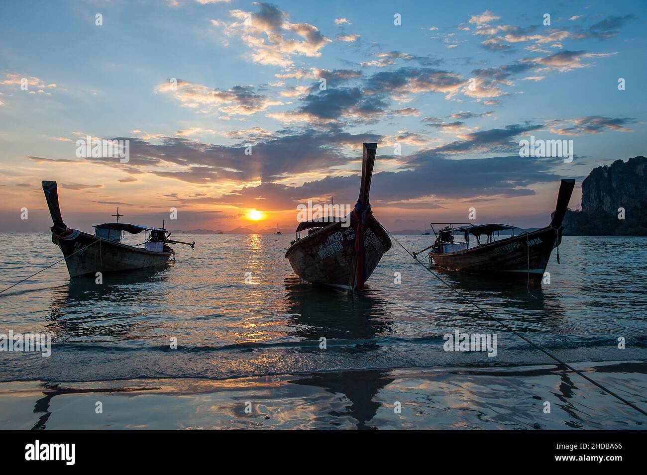 Sunset at Railay Beach West is one of the most famous beaches in ...