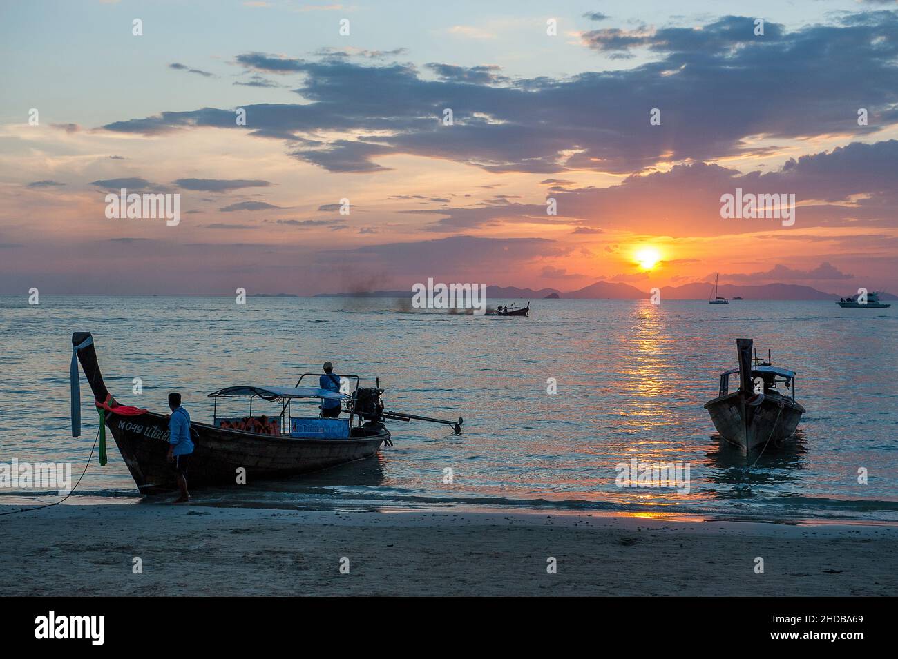 Sunset at Railay Beach West is one of the most famous beaches in ...