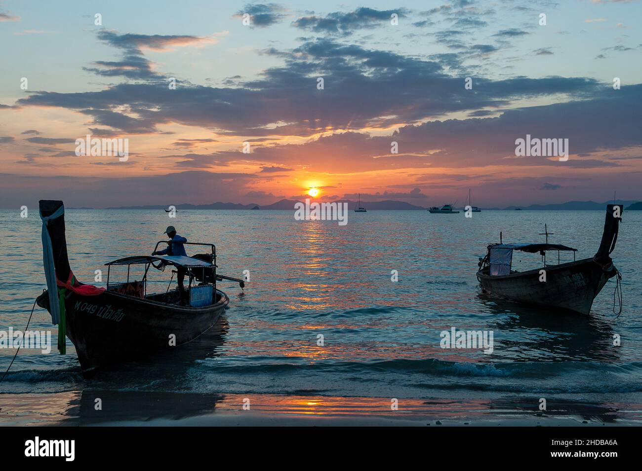 Sunset at Railay Beach West is one of the most famous beaches in ...