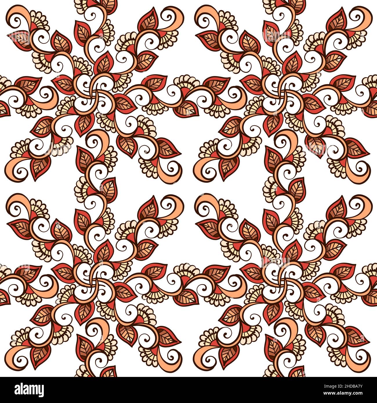 Illustration raster seamless paisley pattern with patterns on white ...