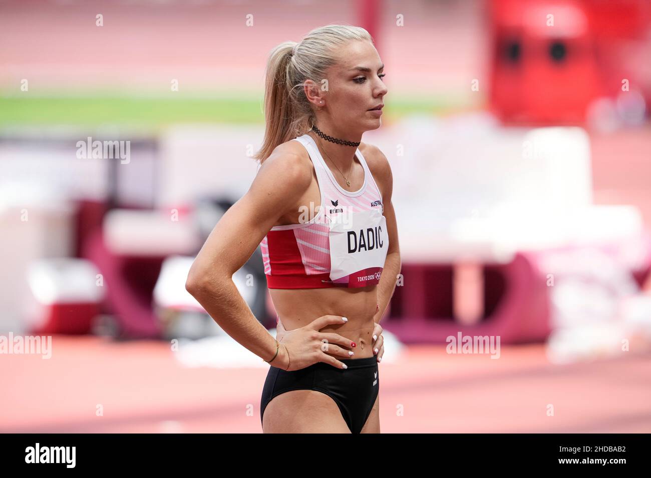 Ivona Dadic participating in the High Jump of the heptathlon at the ...