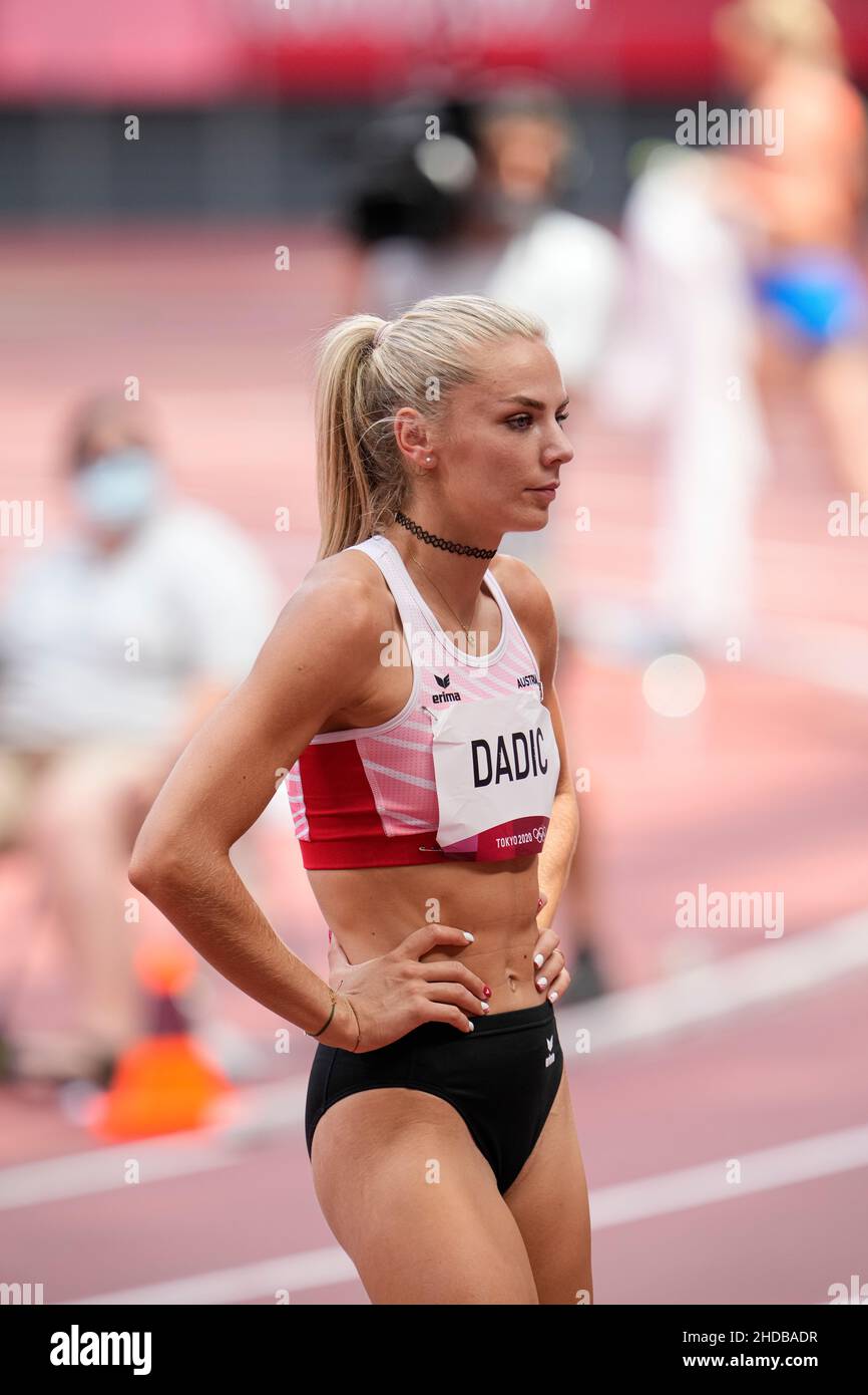 Ivona Dadic participating in the High Jump of the heptathlon at the ...