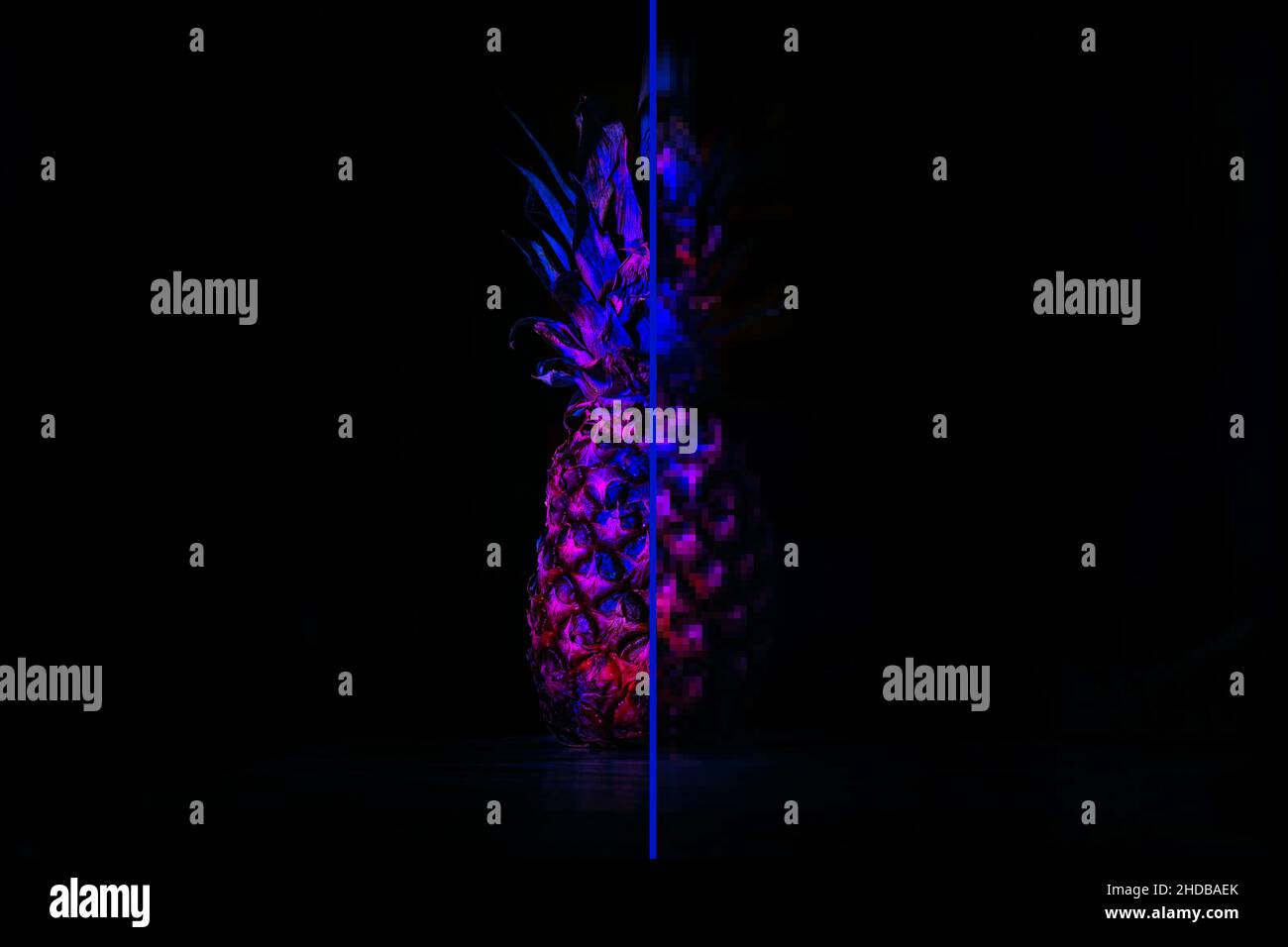 Metaverse digital Avatar, Metaverse Presence concept. Neon pineapple ...
