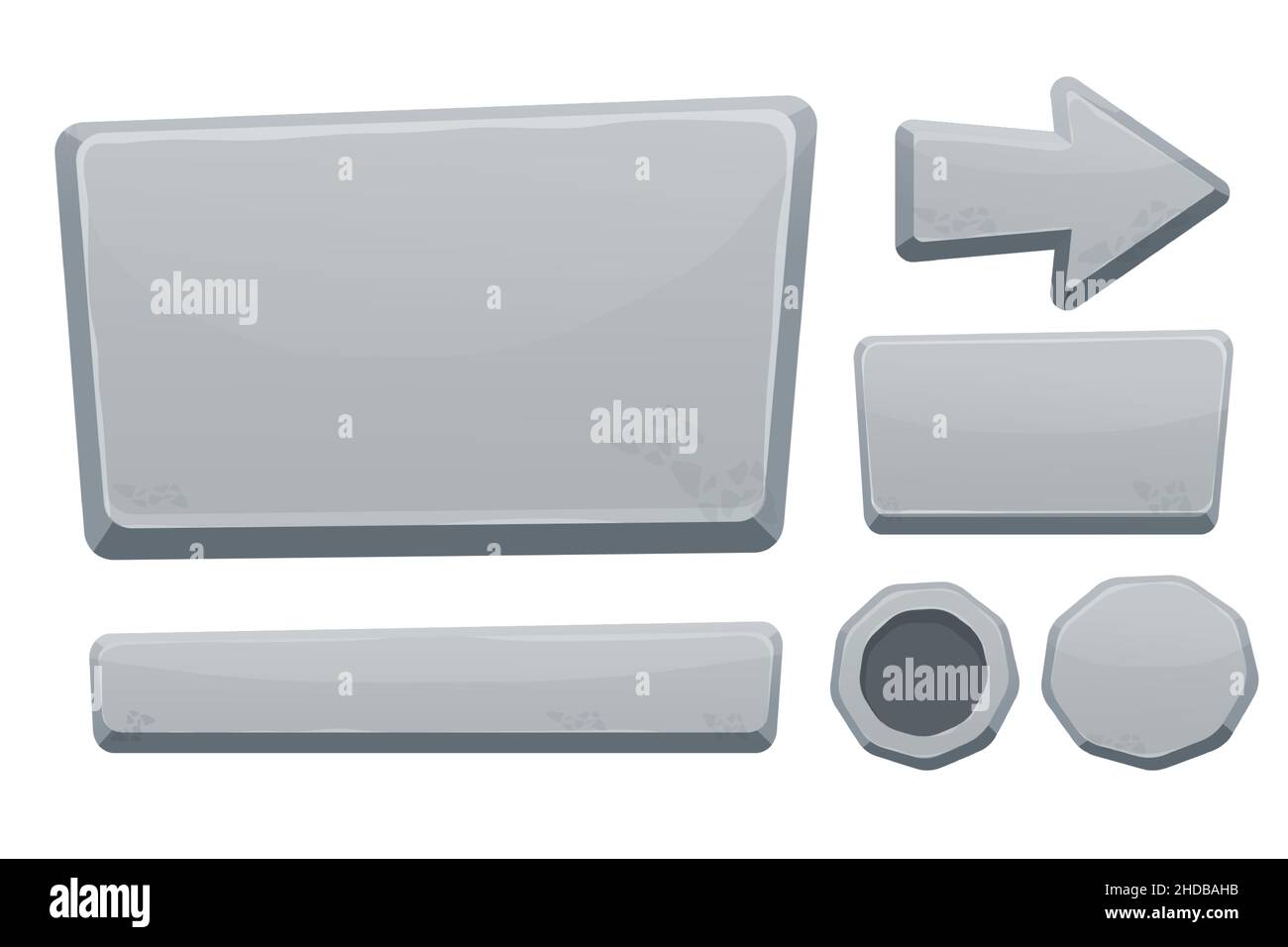 Stone buttons collection, set of rock assets in cartoon style isolated ...
