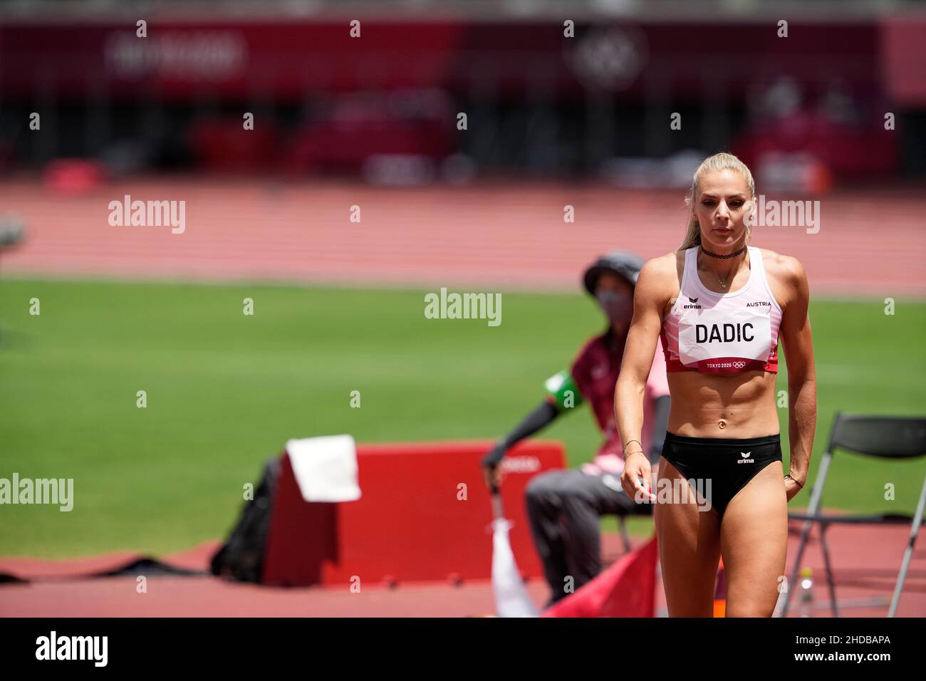 Ivona Dadic participating in the High Jump of the heptathlon at the ...