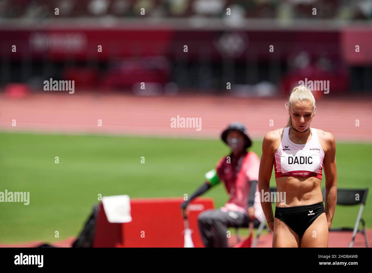 Ivona Dadic participating in the High Jump of the heptathlon at the ...