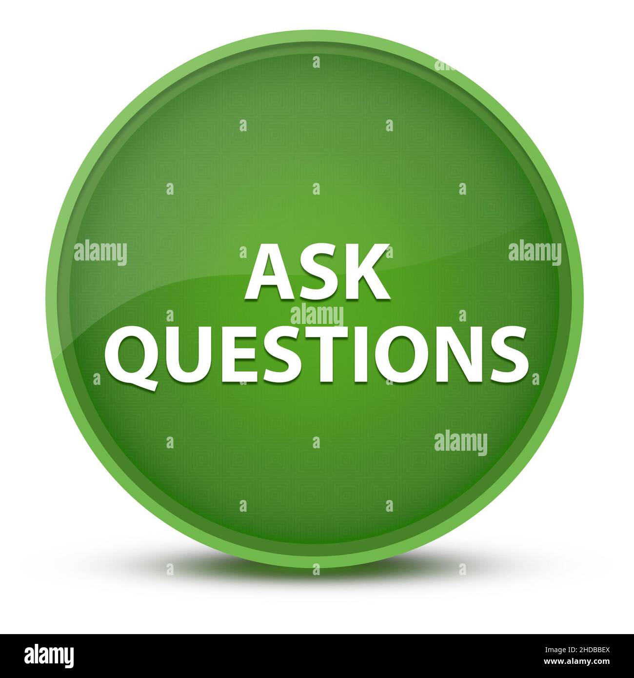 Ask Questions luxurious glossy green round button abstract illustration ...
