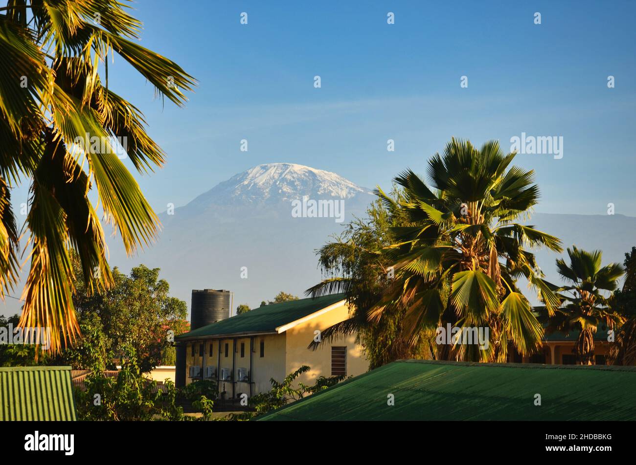 Mount Kilimanjaro seen from Moshi Tanzania. Adventure starts here and ...